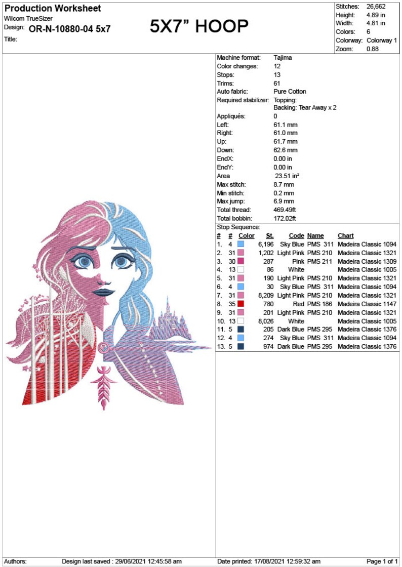 Creative Princess Anna Embroidery Design Frozen Embroidery - Etsy