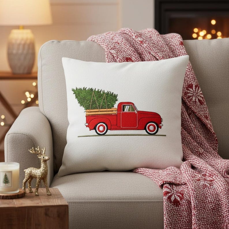 Vintage Christmas Truck Embroidery Design, 4x4 & 5x7 Hoop, Christmas ...