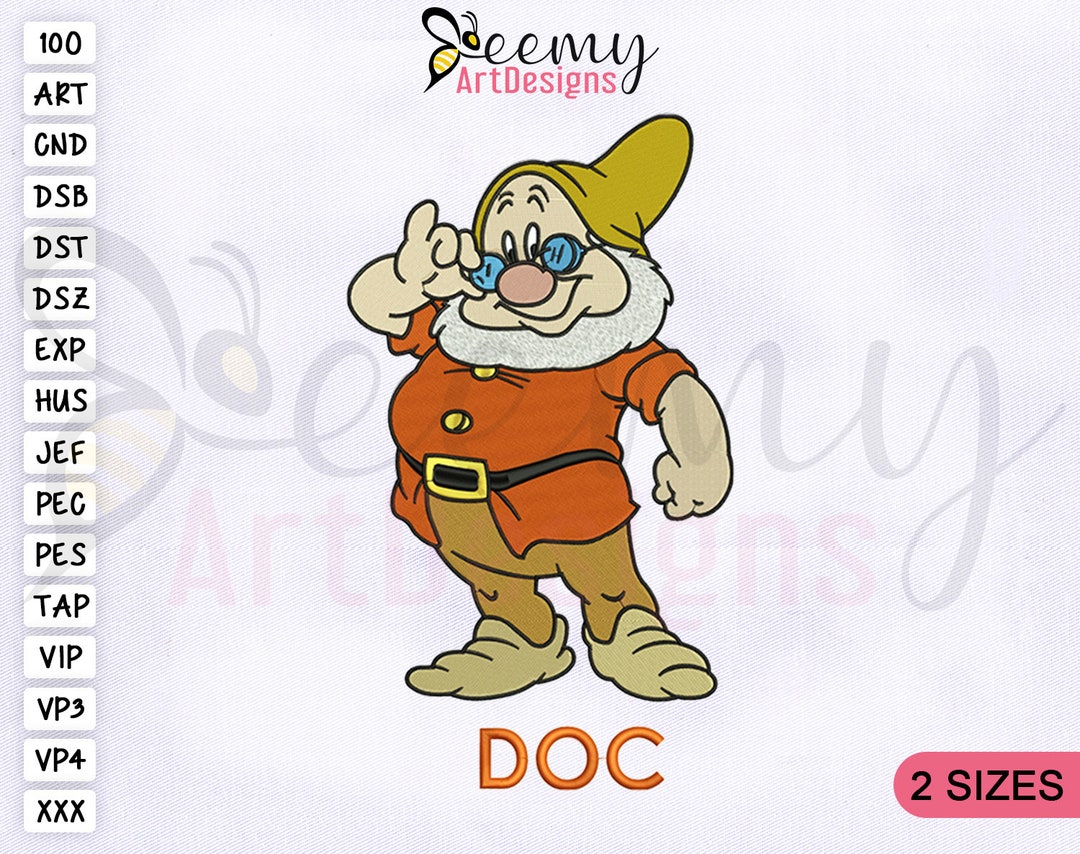 Seven Dwarf Doc Machine Embroidery Design, 4x4 & 5x7 Hoop, Doc Machine ...