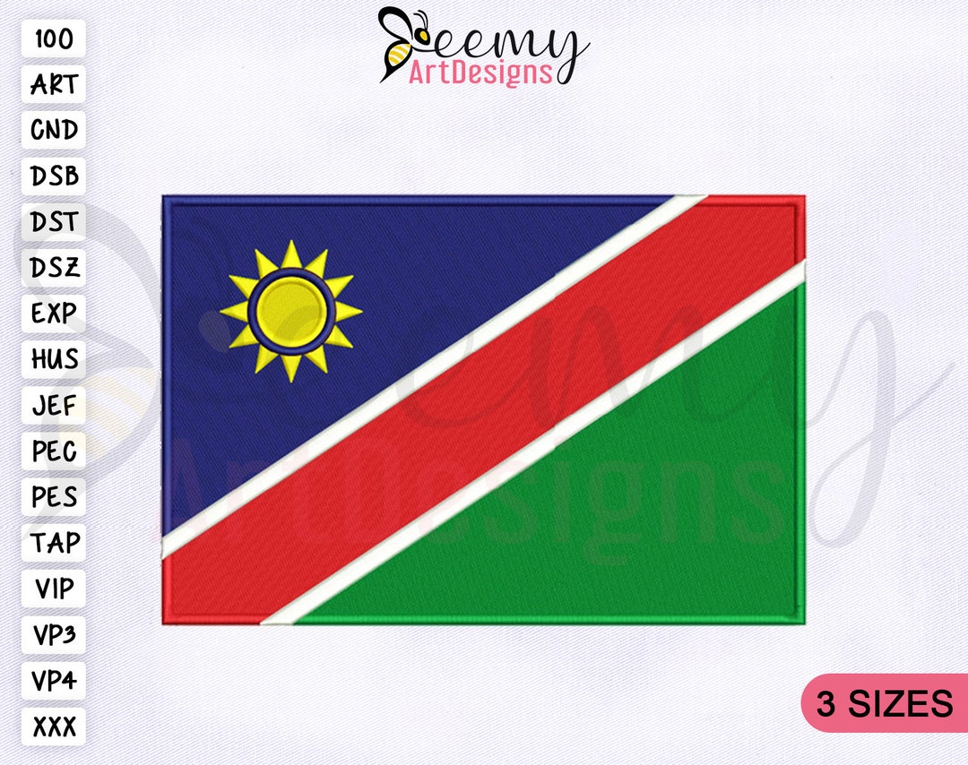 Namibia Flag Machine Embroidery Design | 2.5x2.5 Hoop | 4x4 Hoop | 5x7 ...