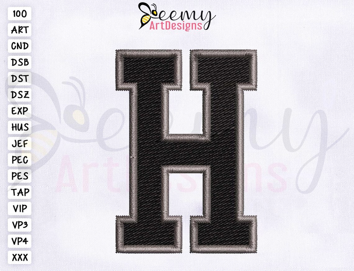Letter H Machine Embroidery Design | 2.25 Inches Embroidery Design ...