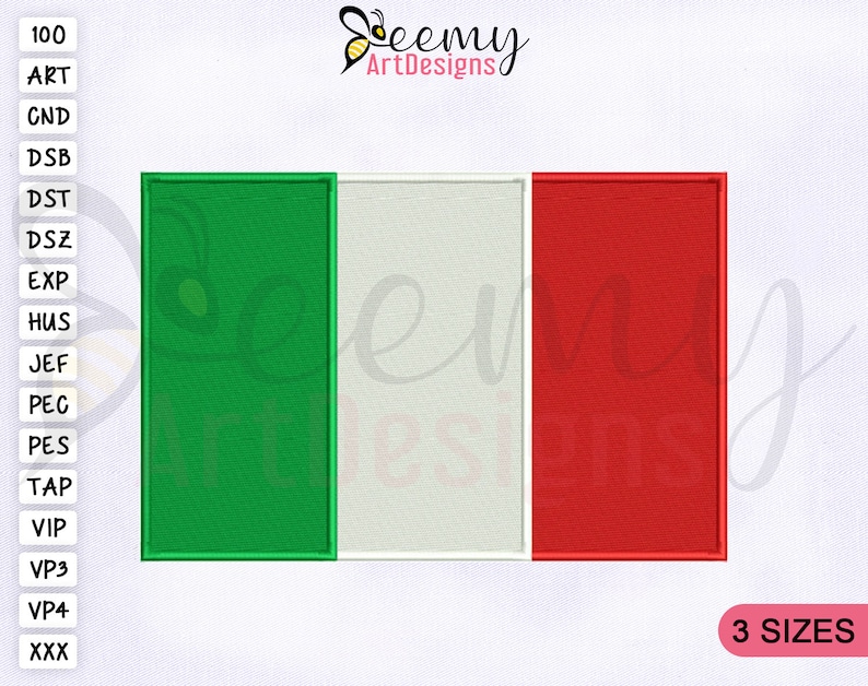 Italy Flag Machine Embroidery Design 2.5x2.5 Hoop 4x4 Hoop - Etsy