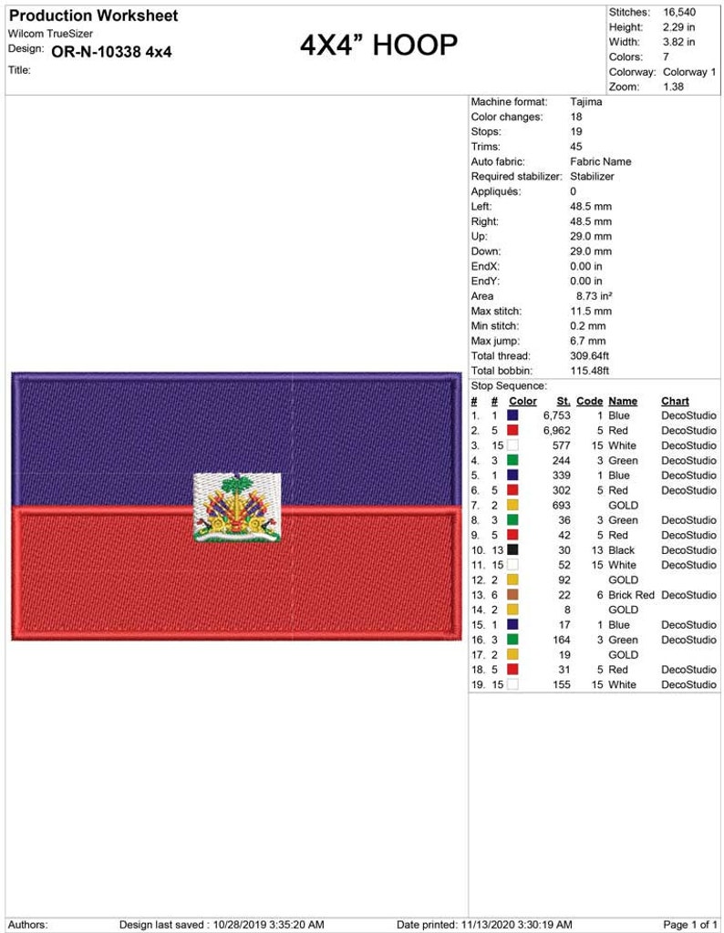Haiti Flag Machine Embroidery Design | 2.5x2.5 Hoop Embroidery | 4x4 ...