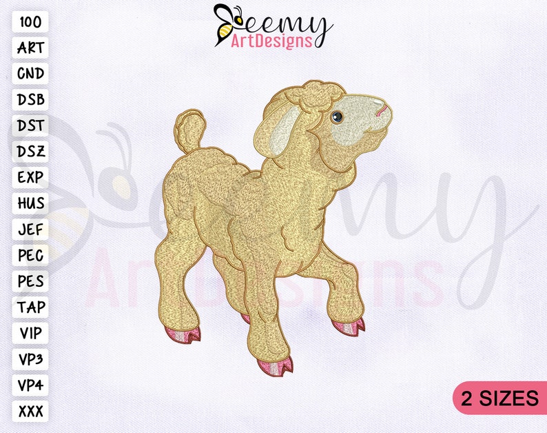 Baby Lamb Machine Embroidery Design, 4x4 and 5x7 Hoop, Lamb Embroidery ...