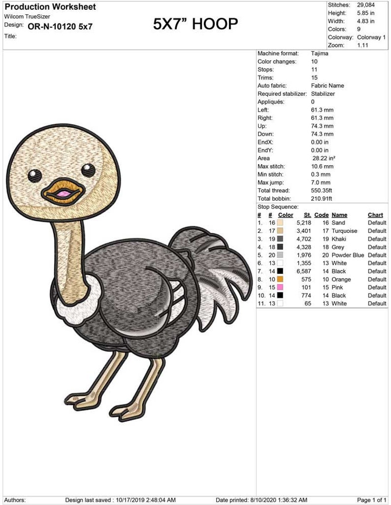 Baby Ostrich Machine Embroidery Design 4x4 and 5x7 Hoop - Etsy