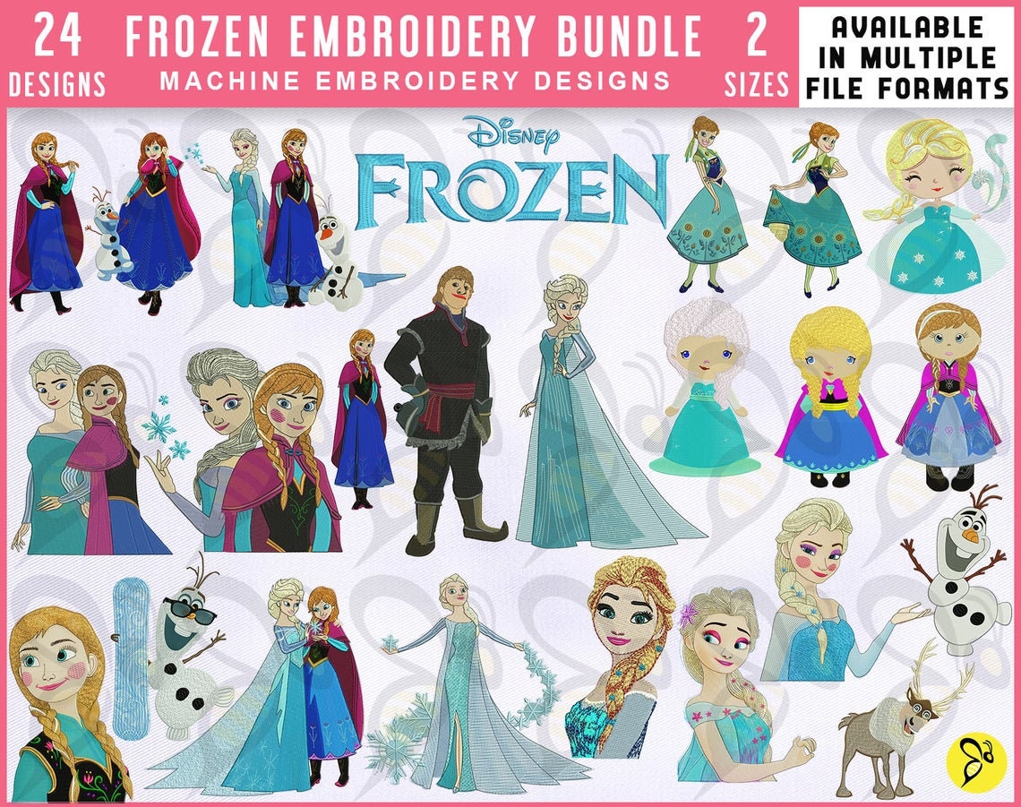 Frozen Embroidery Designs Bundle 4x4 and 5x7 Hoop EMB Frozen | Etsy