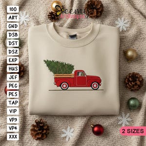 Vintage Christmas Truck Embroidery Design, 4x4 & 5x7 Hoop, Christmas ...