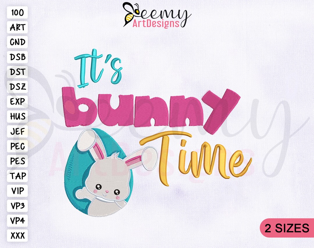 Easter It's Bunny Time Machine Embroidery Design | 4x4 & 5x7 Hoop EMB ...