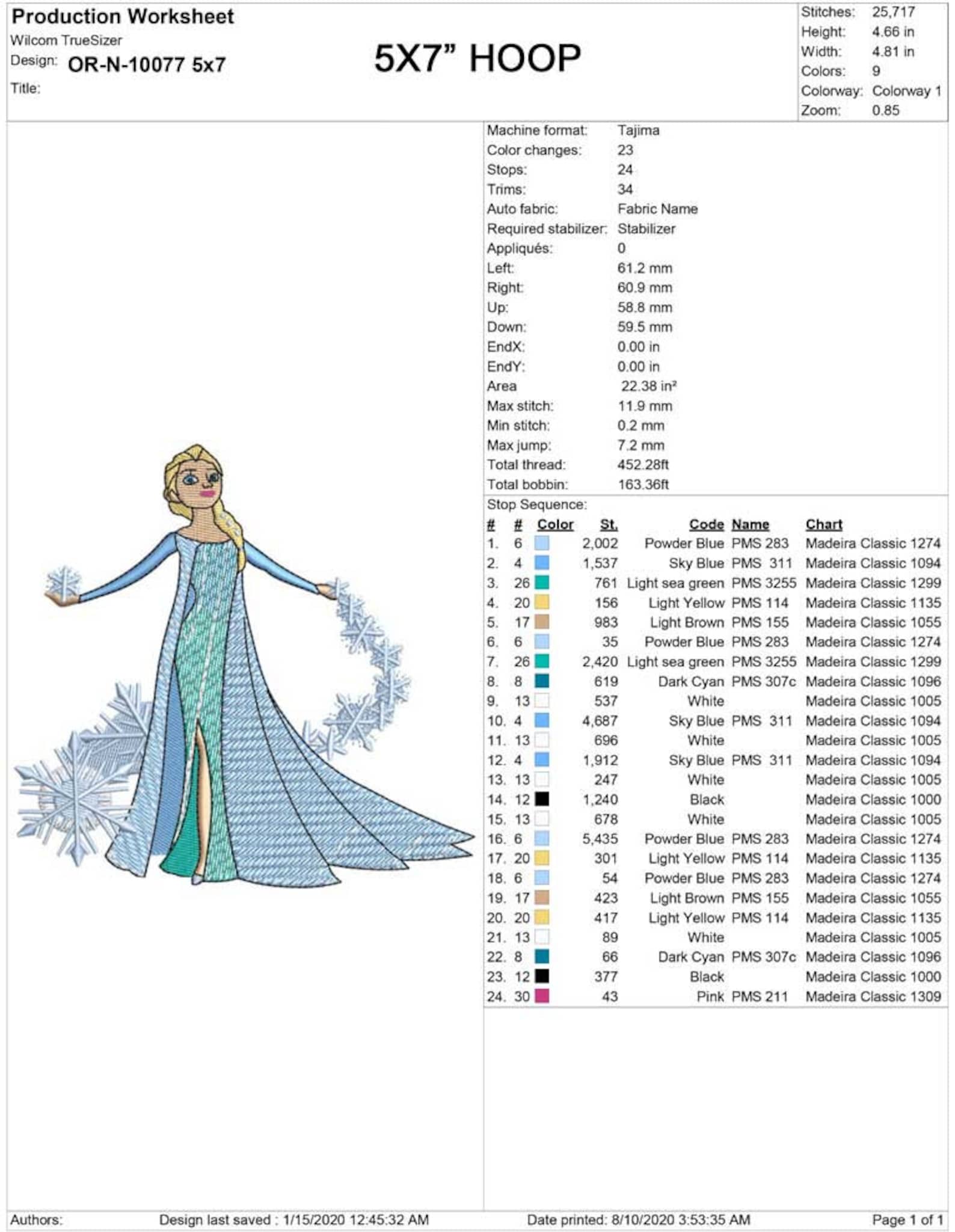 Frozen Princess Elsa Embroidery Design, 4x4 and 5x7 Hoop Design ...