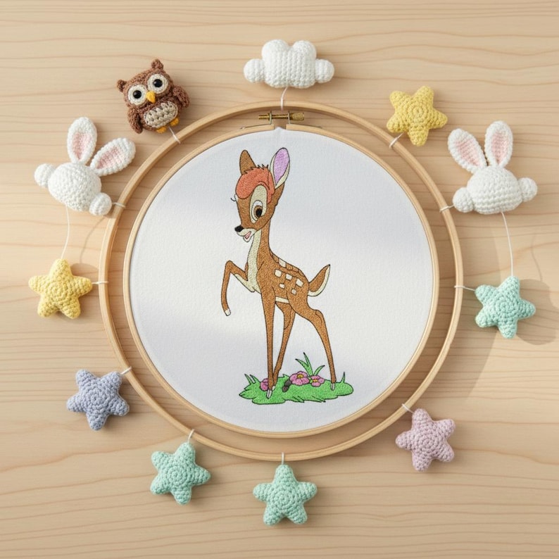Playful Bambi Machine Embroidery Design, 4x4 and 5x7 Hoop, Bambi ...