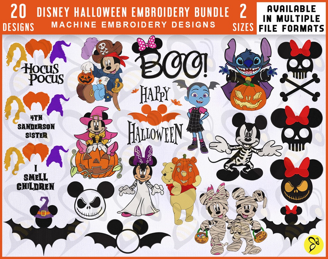 Halloween Embroidery Designs Bundle, 4x4 and 5x7 Hoop, Mickey, Minnie ...