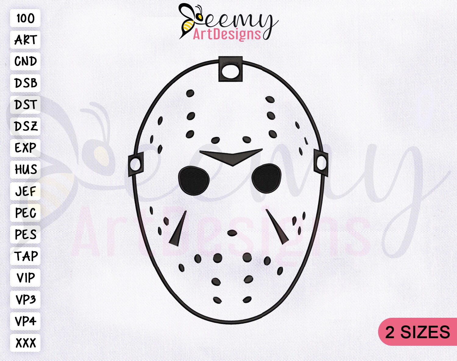 Jason Voorhees Mask Embroidery Design, 4x4 and 5x7 Hoop, Horror Movie ...