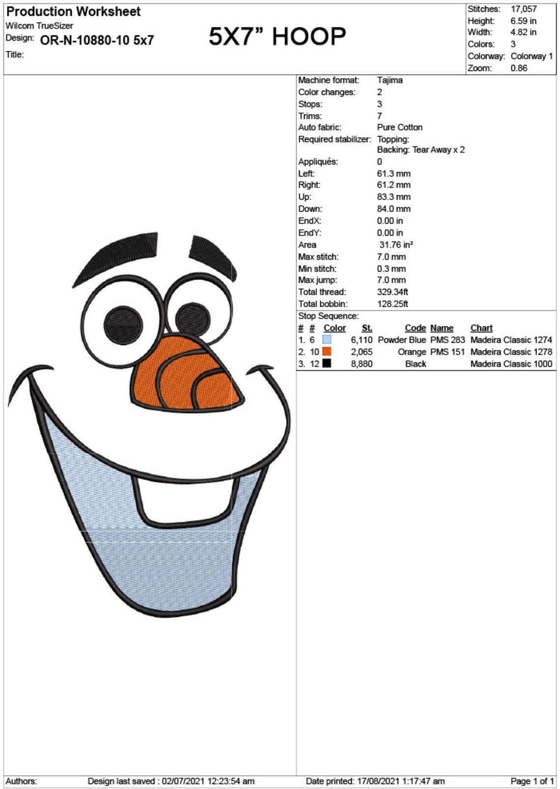 Laughing Olaf Face Embroidery Design Frozen Olaf Face - Etsy