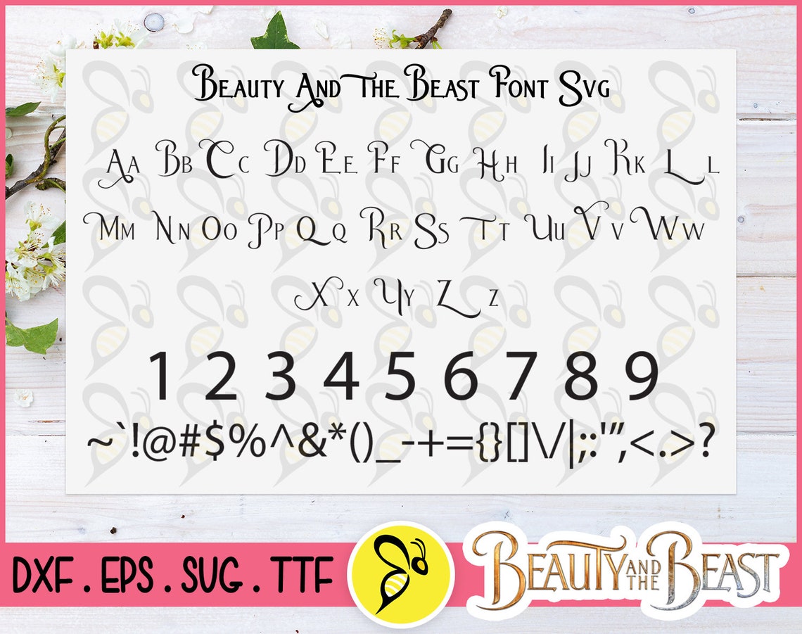 Beauty and the Beast Font SVG Dxf Eps Disney Vector - Etsy