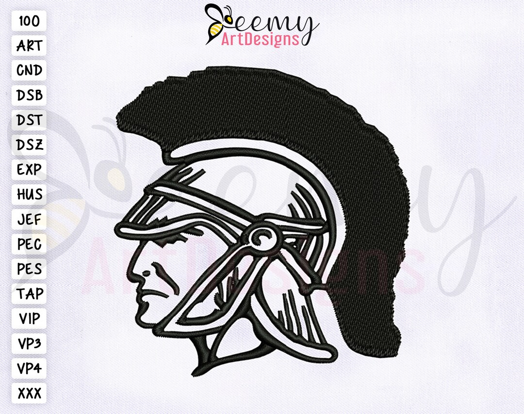 Trojan Head Machine Embroidery Design | 4x4 Hoop Design | Trojan Head ...
