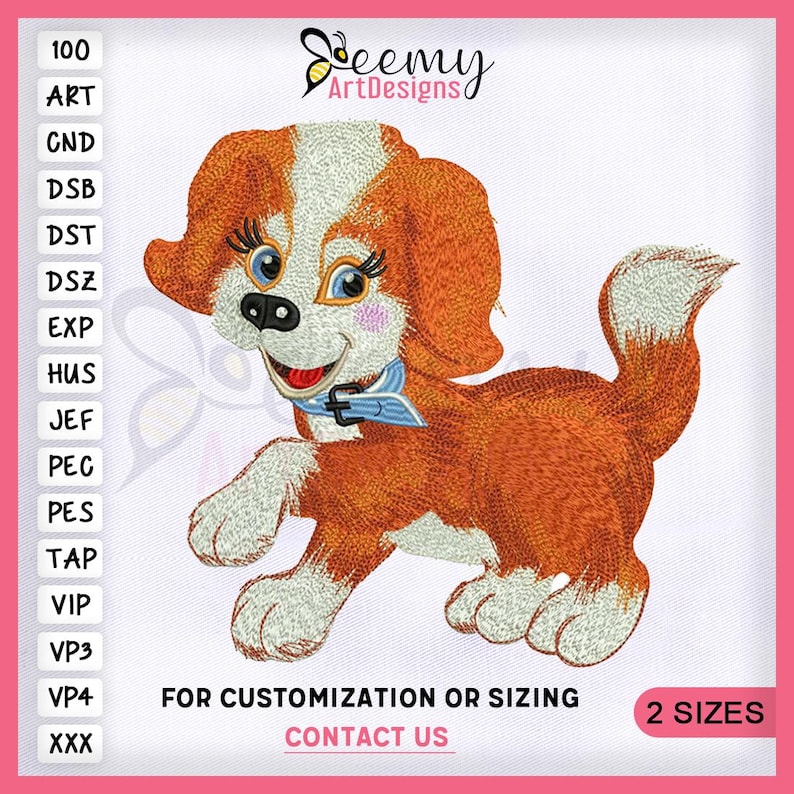 Joyful Puppy Dog Machine Embroidery Design | 4x4 & 5x7 Hoop Embroidery ...