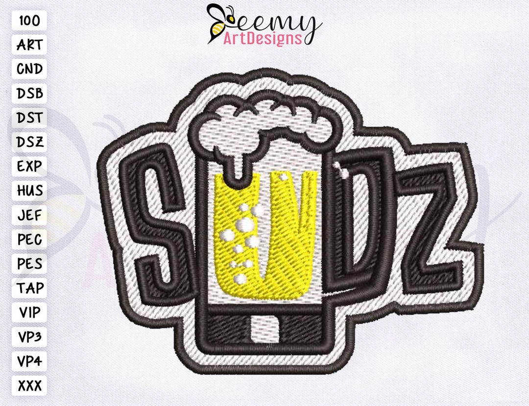 Beer Suds Mug Machine Embroidery Design | 3x3 Hoop Embroidery Design ...