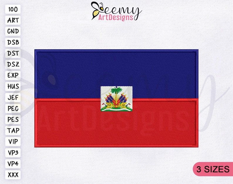 Haiti Flag Machine Embroidery Design | 2.5x2.5 Hoop Embroidery | 4x4 ...