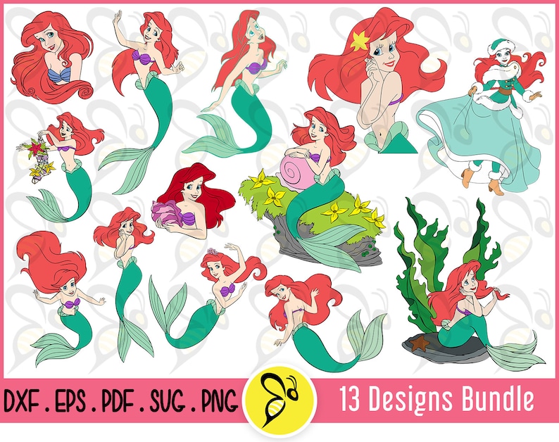Princess Ariel SVG Vector Art Design Bundle Mermaid Vector | Etsy
