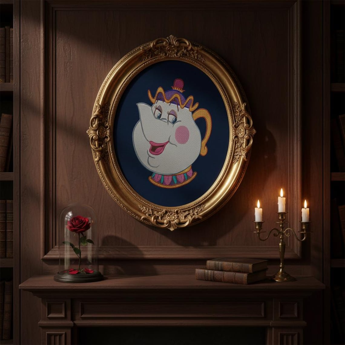 Beauty and the Beast Mrs. Potts Embroidery Design, Beauty and the Beast ...