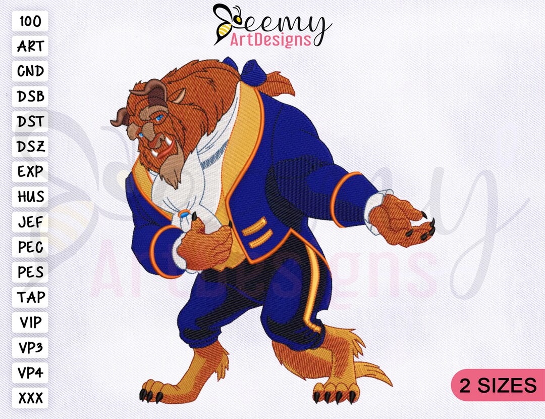 The Beast Beauty and Beast Machine Embroidery Design, Beast Embroidery ...