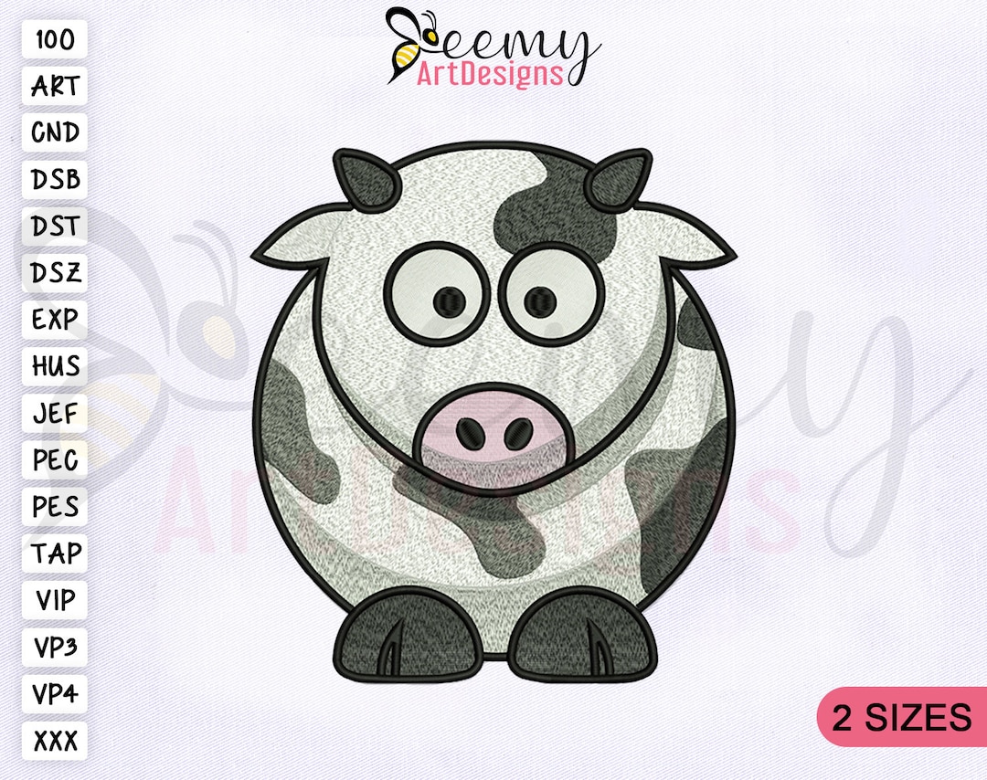 Cute Little Dairy Cow Embroidery Design, 4x4 and 5x7 Hoop, Cow ...