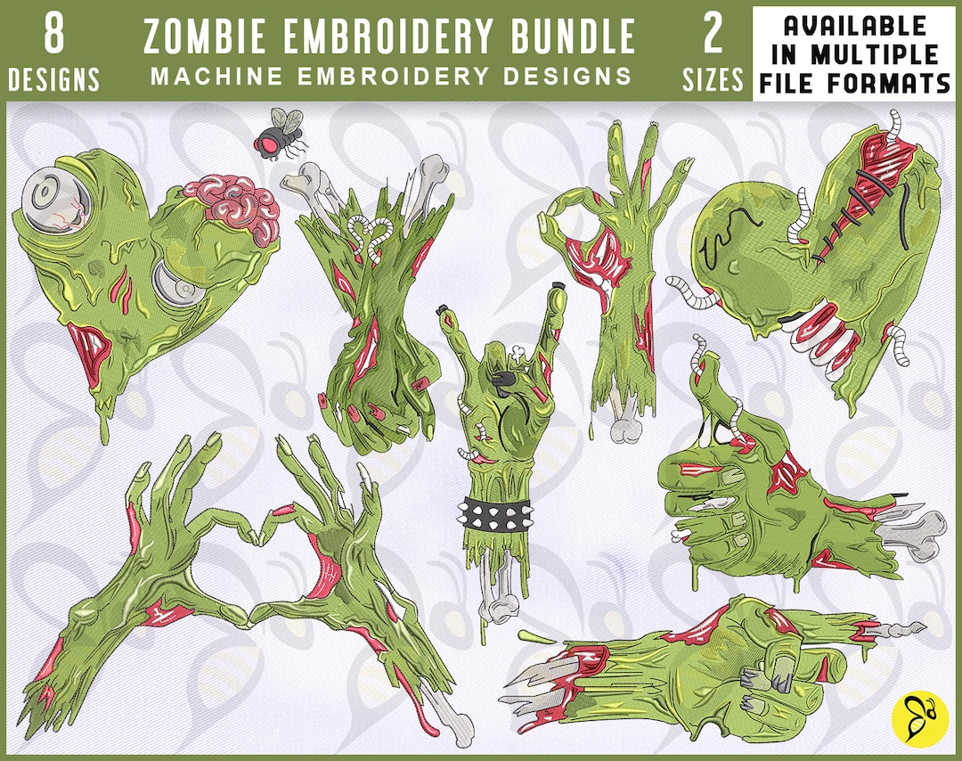 Horror Zombie Hands Embroidery Designs Bundle, 4x4 and 5x7 Hoop, Horror ...