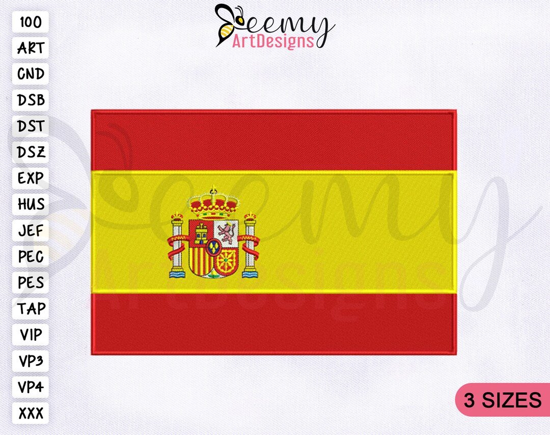 Spain Flag Machine Embroidery Design | 2.5x2.5 Cap Design | 4x4 Hoop ...