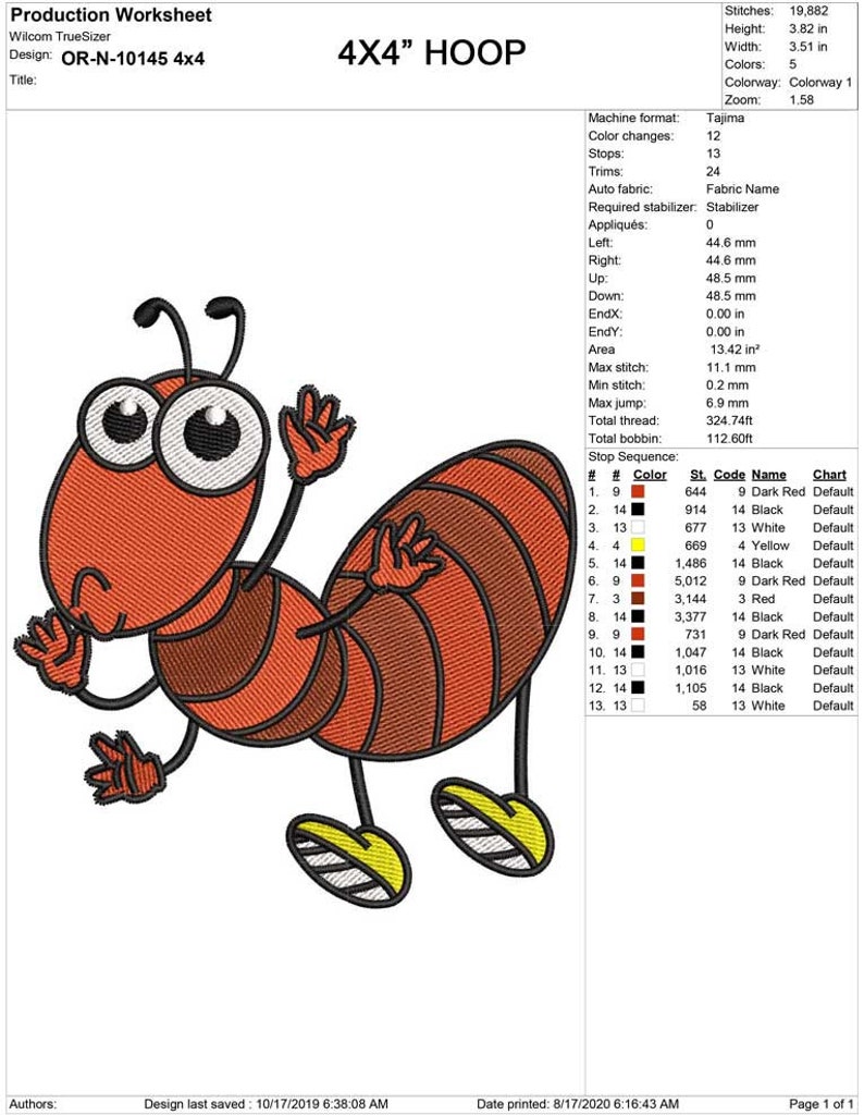 Red Fire Ant Machine Embroidery Design 4x4 and 5x7 Hoop | Etsy