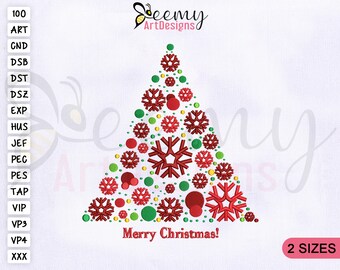 Swirl Christmas Tree Embroidery Design 4x4 & 5x7 Hoop | Etsy
