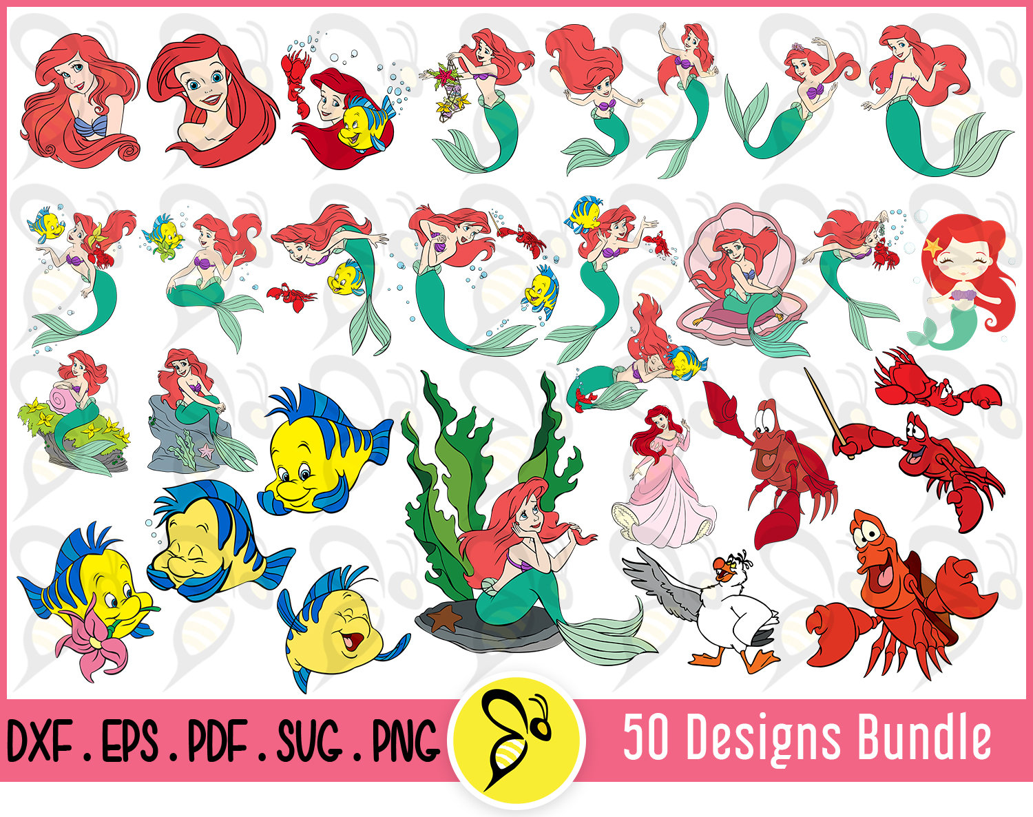 The Little Mermaid SVG Vector Art Designs Bundle Mermaid - Etsy
