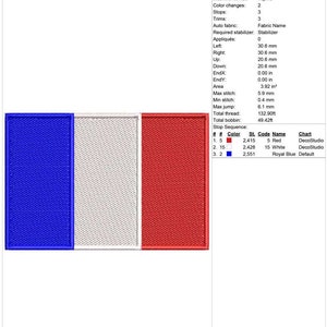 France Flag Machine Embroidery Design, 2.5x2.5, 4x4 and 5x7 Hoop Flag ...
