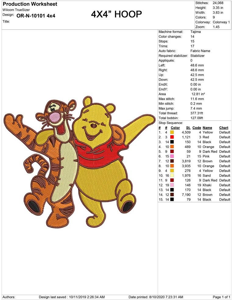 Winnie the Pooh & Tigger Embroidery Design 4 Sizes Embroidery | Etsy