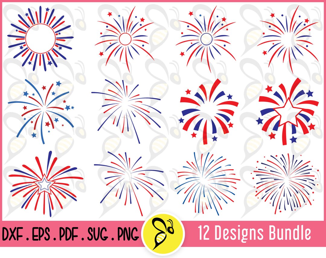 4th of July Fireworks SVG Vector Art Designs Bundle, Fireworks Vector ...