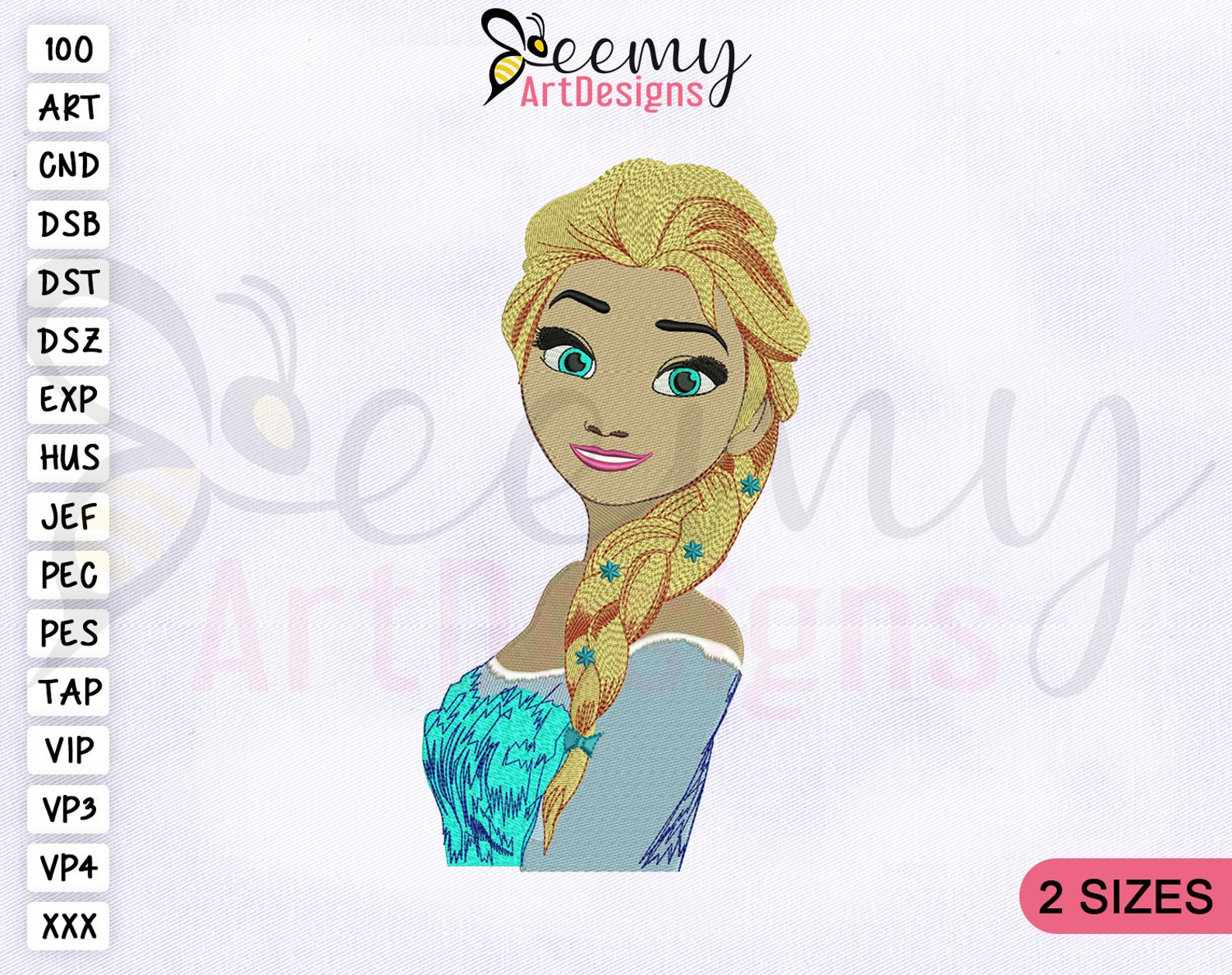 Princess Elsa Frozen Embroidery Design, 4x4 and 5x7 Hoop Embroidery ...