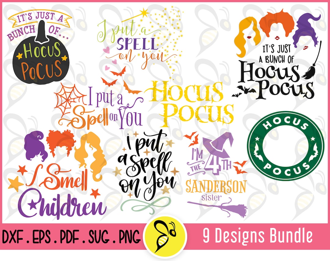 Hocus Pocus SVG Vector Designs Bundle, Hocus Pocus Quote Vector Design ...