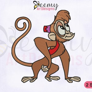 Aladdin Abu Monkey Embroidery Design, 4x4 and 5x7 Hoop, Monkey ...