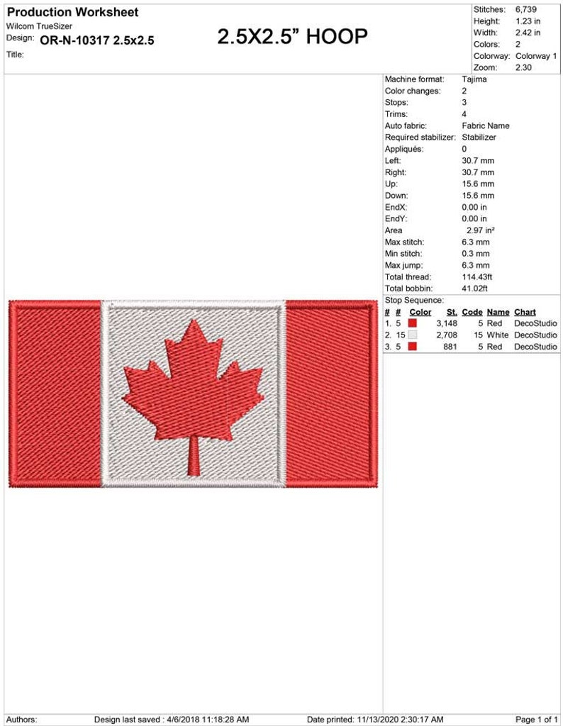 Canada Flag Machine Embroidery Design, 2.5x2.5, 4x4 and 5x7 Hoop, Flag ...