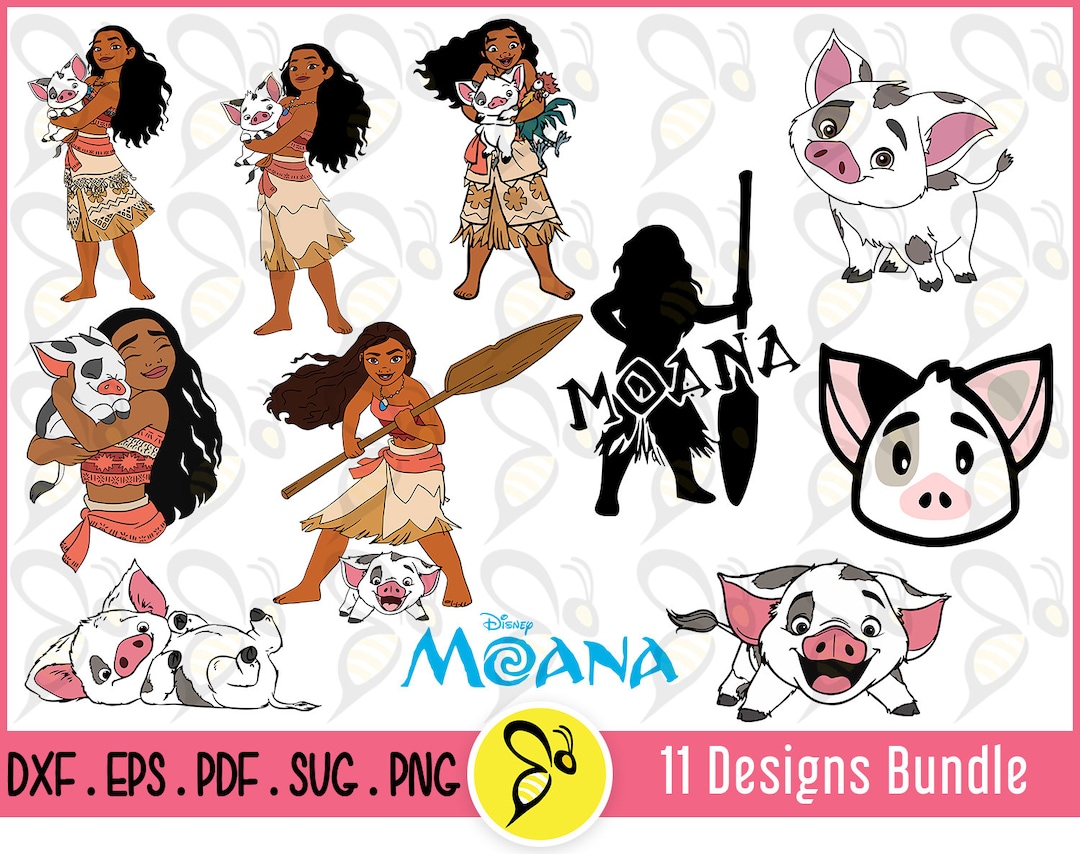 Moana SVG Vector Art File Bundle, Moana Vector Design, Moana Holding ...