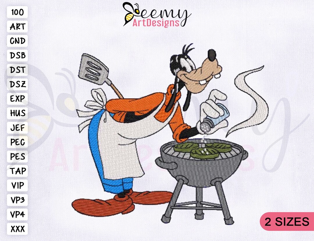 Goofy Chef Machine Embroidery Design | 2 Sizes Embroidery Designs ...