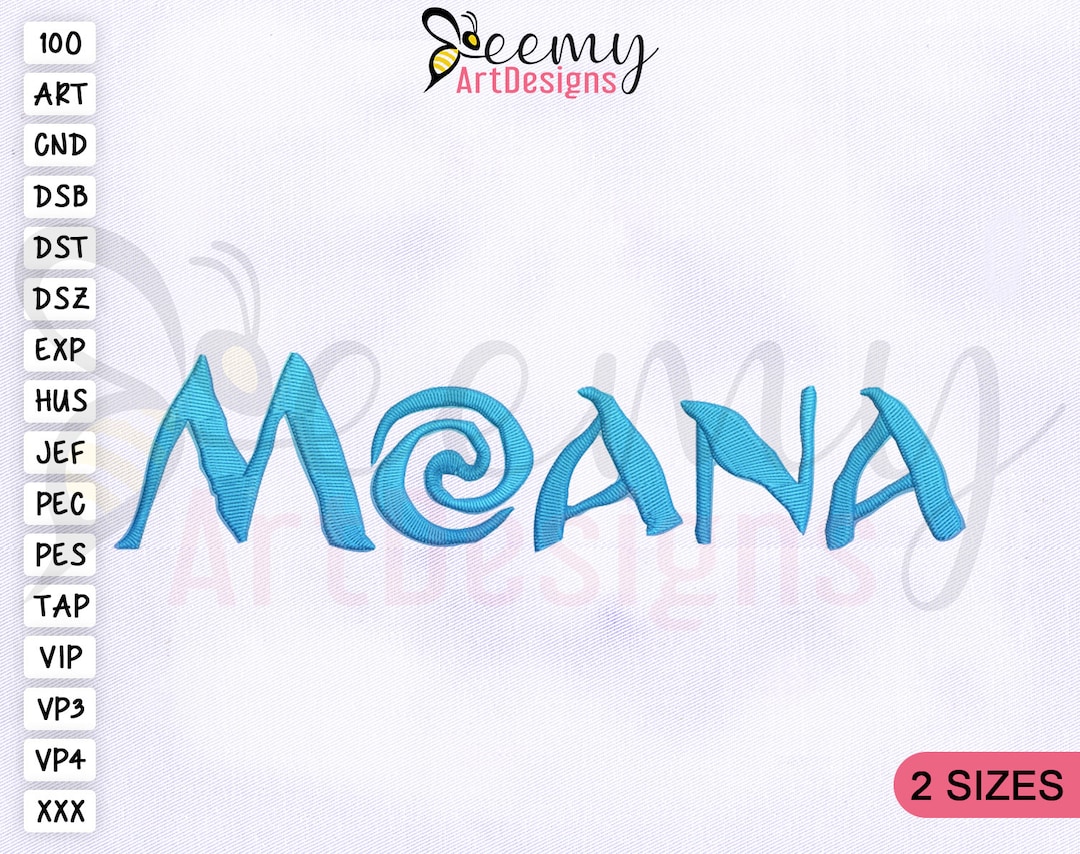 Moana Logo Embroidery Design, 4x4 and 5x7 Hoop EMB, Moana Logo Machine ...