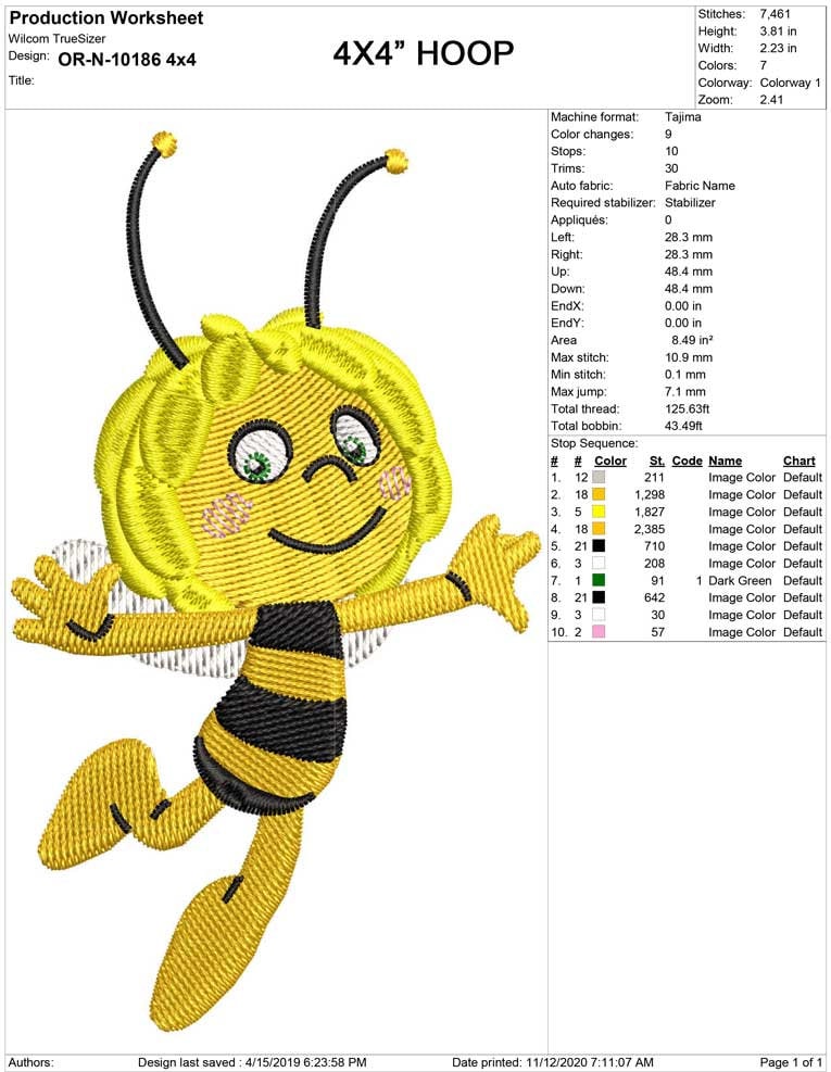 Flying Maya Honey Bee Embroidery Designs, 4x4 and 5x7 Hoop Maya the Bee ...