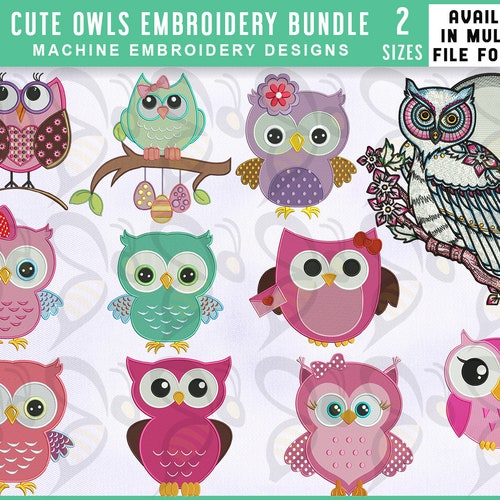 Cute Owls Baby Mother Machine Embroidery Designs Instant - Etsy