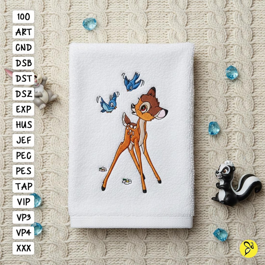 Birds Playing With Bambi Embroidery Design, 4x4 and 5x7 Hoop, Bambi ...