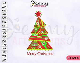 Swirl Christmas Tree Embroidery Design 4x4 & 5x7 Hoop | Etsy