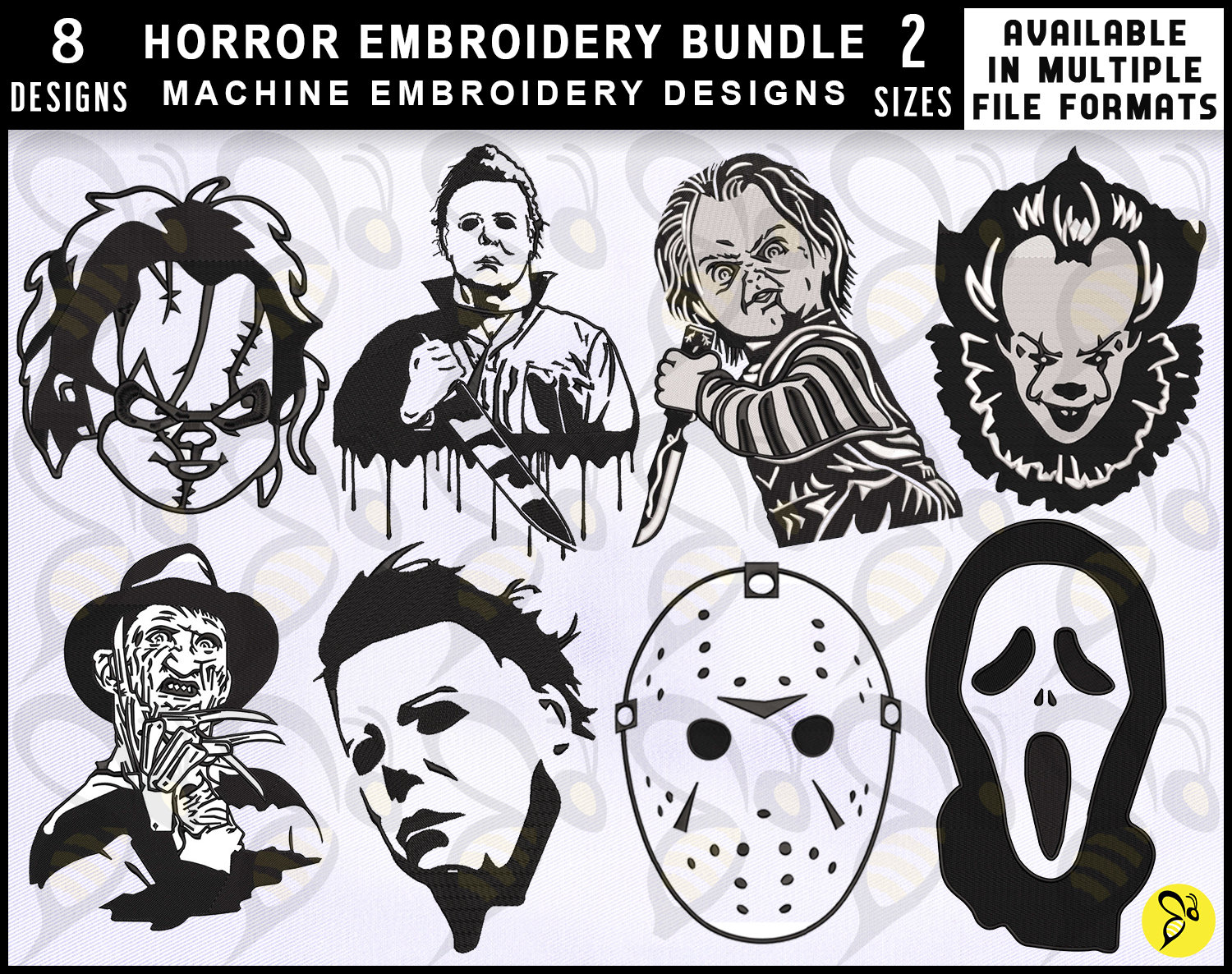 Horror Movies Embroidery Designs Bundle, 4x4 & 5x7 Hoop Chucky, Freddy ...