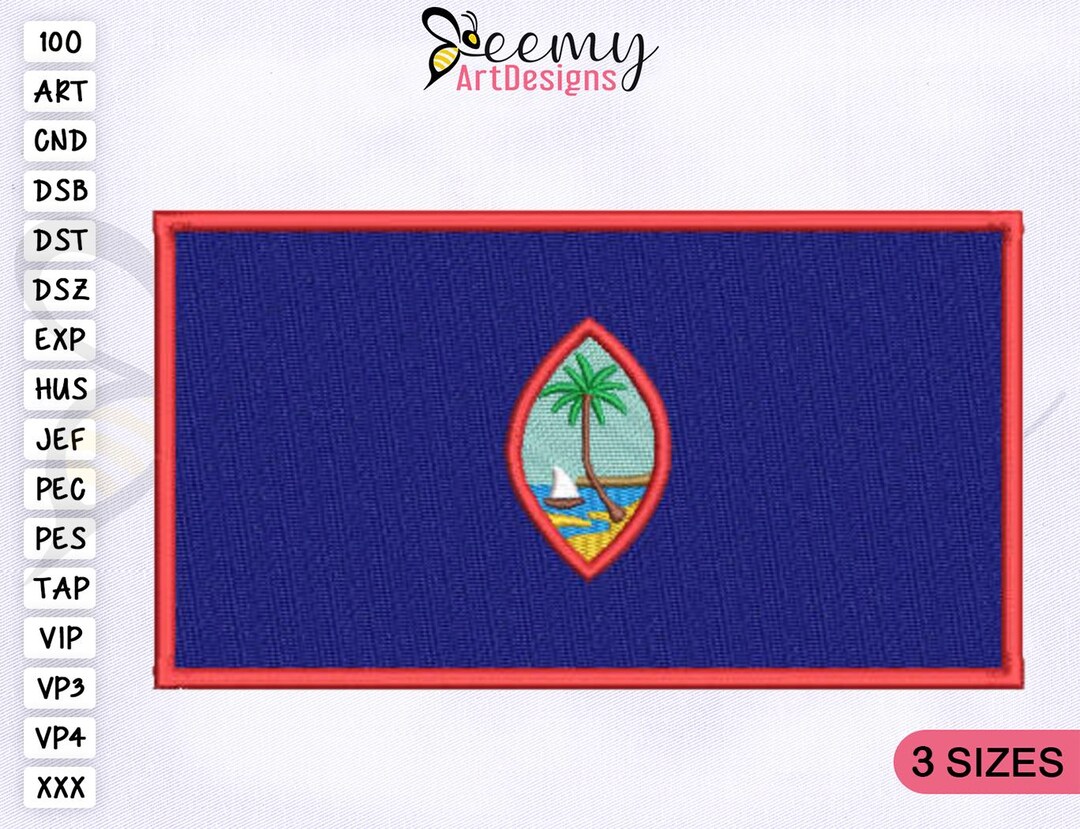 Guam Flag Machine Embroidery Design | 3 Sizes Embroidery Design | Flag ...