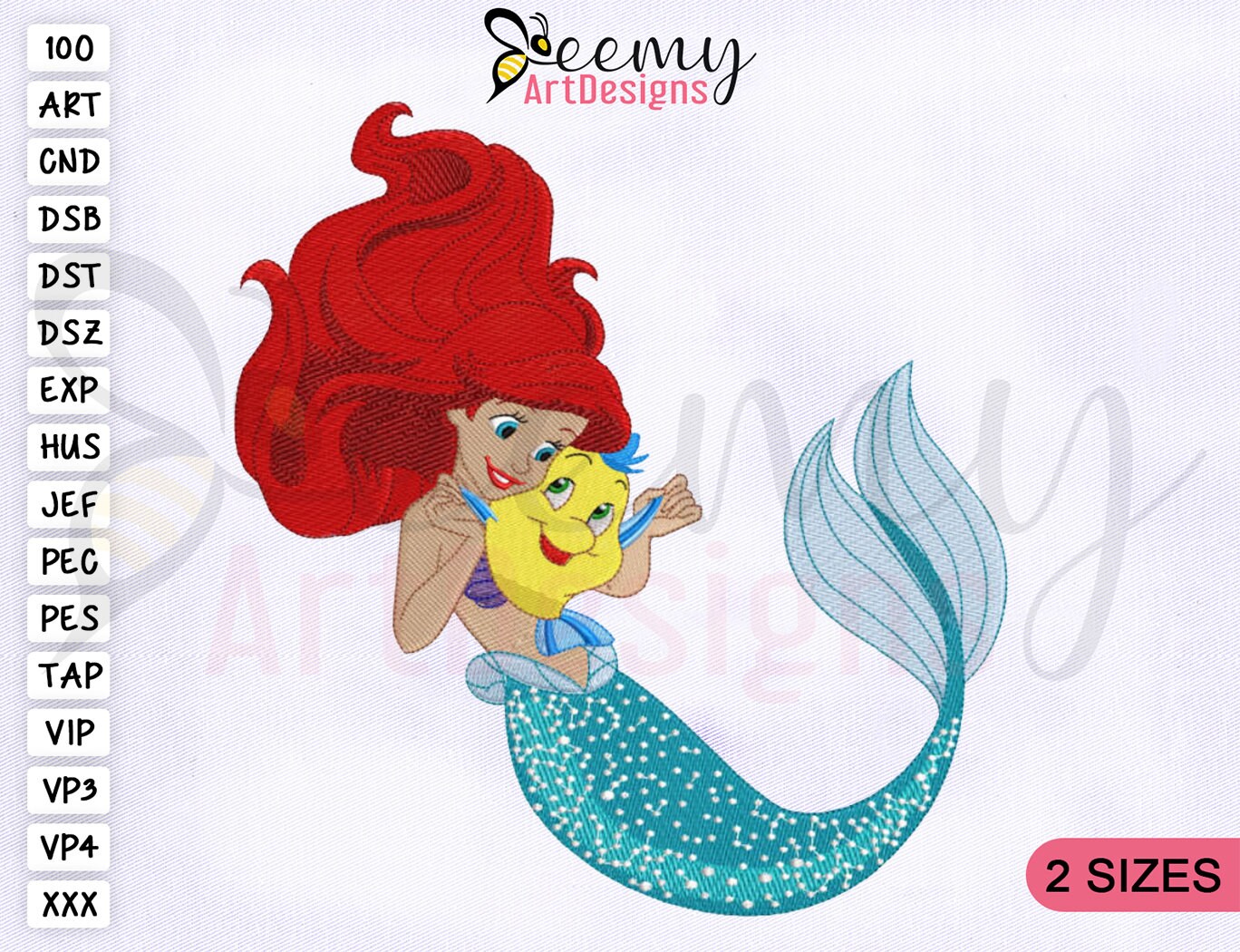 The Little Mermaid Embroidery Designs Bundle 2 Sizes EMB | Etsy