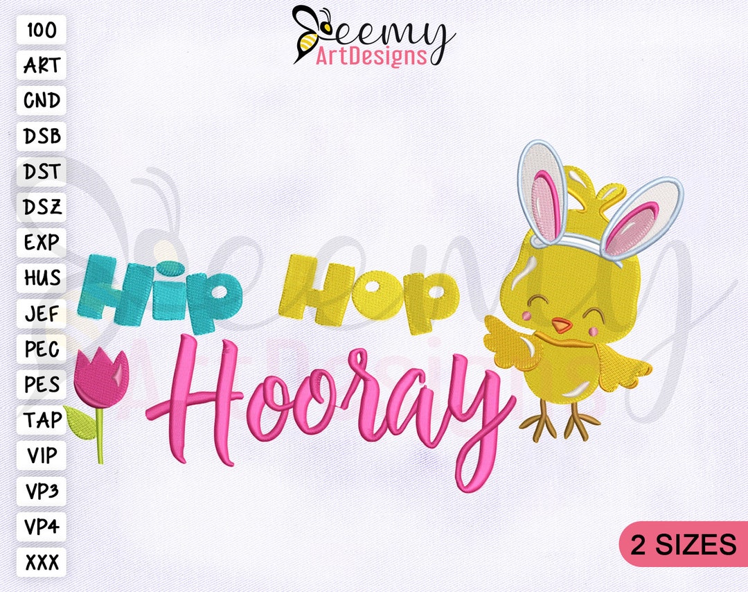 Easter Hip Hop Hooray Machine Embroidery Design | 4x4 and 5x7 Hoop EMB ...
