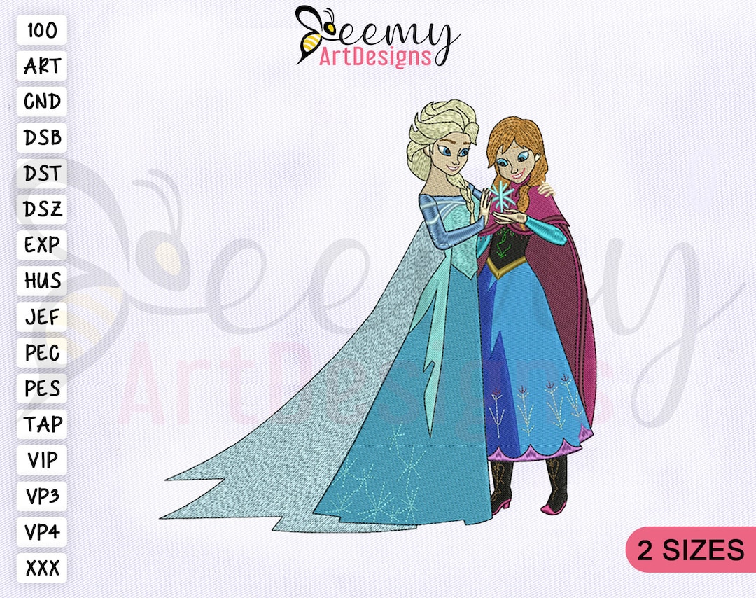 Frozen Princess Elsa & Anna Embroidery Design, 4x4 and 5x7 Hoop ...